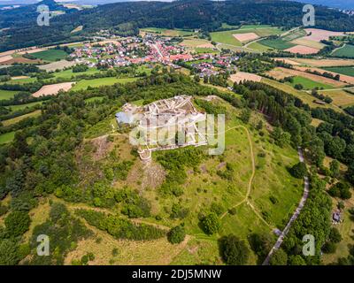Ruin of Waldeck-Castle in front of the town of Kemnath-Waldeck, Germany ...
