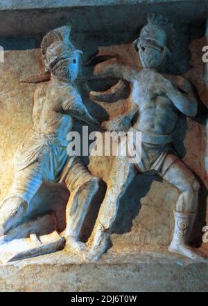 Gladiators fighting lions, Ancient Rome Stock Photo - Alamy