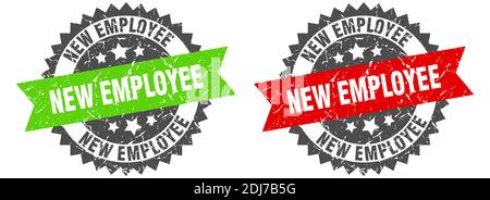 new employee grunge stamp set. new employee band sign Stock Vector ...