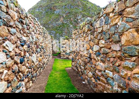 Inca ruins at the Llactapata archeological viewpoint along the Inca ...