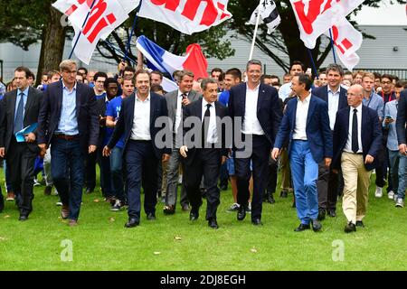Luc Chatel, Nicolas Sarkozy, Eric Ciotti, Laurent Wauquiez during the ...
