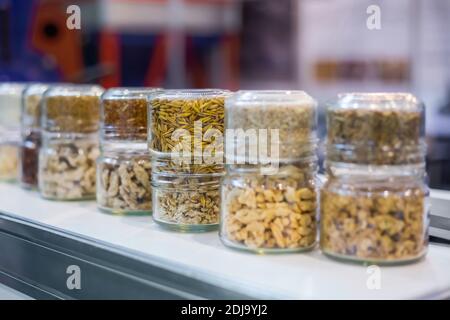 Different kinds of pelleted compound feed, fodder - food for domestic ...