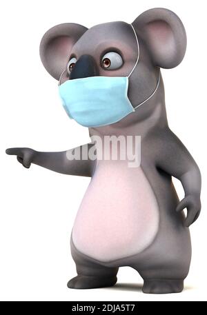 Fun 3D cartoon koala with a mask Stock Photo - Alamy