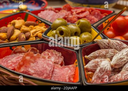 Spanish tapas, fuet dish Stock Photo - Alamy