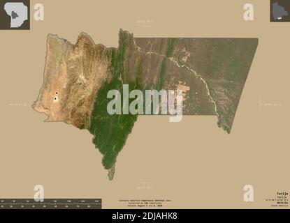 Tarija, department of Bolivia. High resolution satellite map. Locations ...