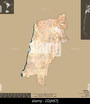 Atacama, region of Chile. High resolution satellite map. Corner ...