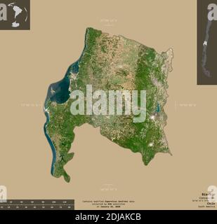 Bio-Bio, region of Chile. High resolution satellite map. Corner ...