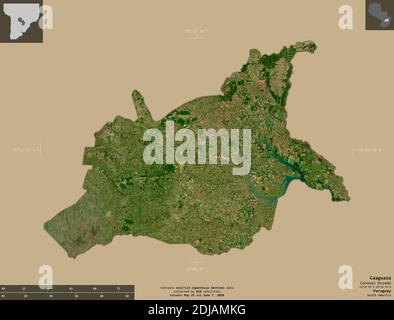 Caaguazu, department of Paraguay. High resolution satellite map. Corner ...
