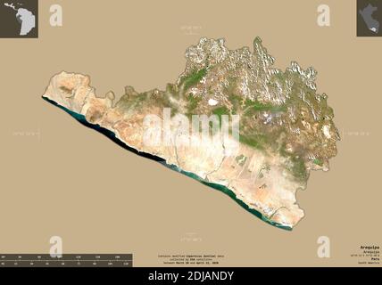 Arequipa, region of Peru. High resolution satellite map. Locations and ...