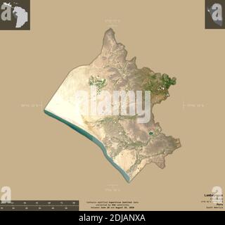 Lambayeque, region of Peru. High resolution satellite map. Corner ...