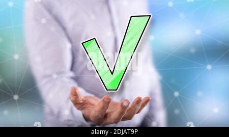 Validation concept above the hand of a man in background Stock Photo ...
