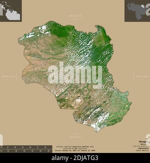 Monagas, state of Venezuela. High resolution satellite map. Locations ...