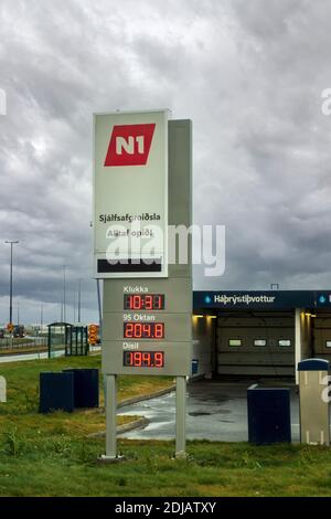 Sign at an N1 gas station in Iceland Stock Photo - Alamy