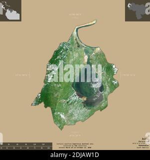 Zulia, state of Venezuela. High resolution satellite map. Locations of ...