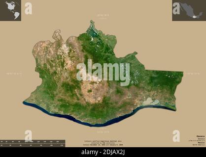 Oaxaca, state of Mexico. High resolution satellite map. Locations and ...