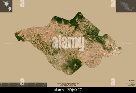 Tlaxcala, state of Mexico. High resolution satellite map. Locations and ...