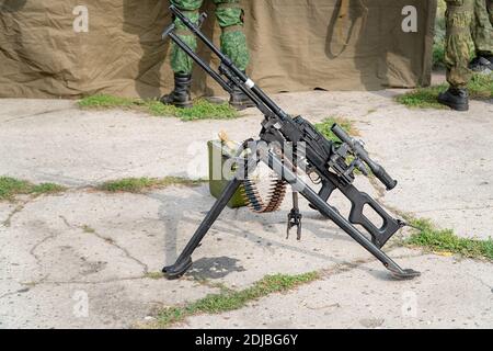 Russian light machine gun with machine gun belt Stock Photo - Alamy