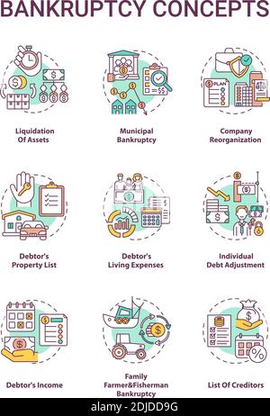 Company liquidation concept icon. Business loss and bankruptcy ...