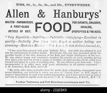 Old Victorian printed food advert from 1886, in the days before ...