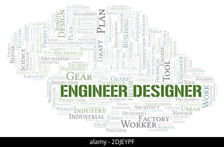 Engineer Designer typography word cloud create with text only Stock ...