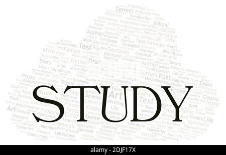 Study typography word cloud create with text only Stock Photo - Alamy