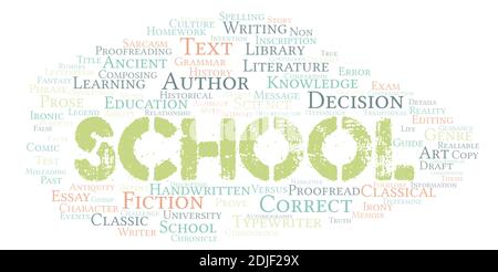 School typography word cloud create with text only Stock Photo - Alamy