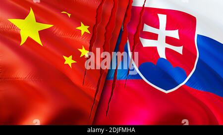 Slovakia and China flags. 3D Waving flag design. Slovakia China flag ...