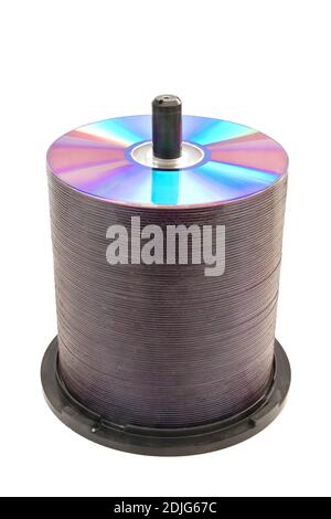 Stack of disks isolated on white background , high angle view Stock ...