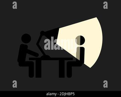 Police detective questioning suspect black man in interrogation room ...