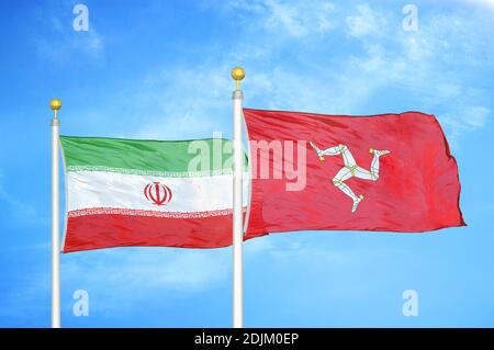 Isle of Mann and Iran two flags textile cloth, fabric texture Stock ...