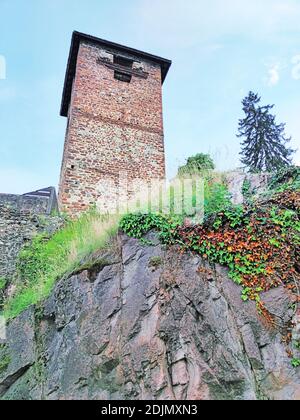 The keep (tower) of Tyrol Castle in Tirolo, South Tyrol, Italy. Tyrol ...