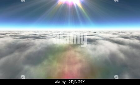 above clouds sun ray 3d render illustration Stock Photo - Alamy