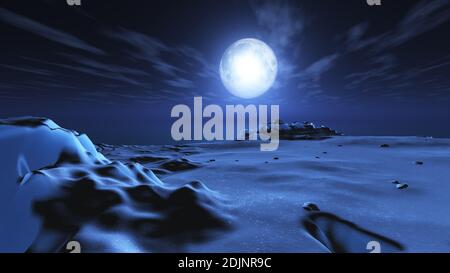 ice berg night full moon, 3d render illustration Stock Photo - Alamy