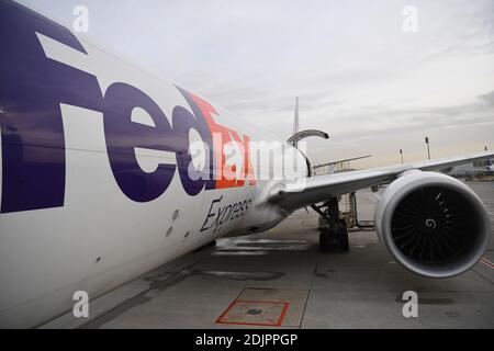 General view of the FedEx European Hub at Paris-CDG airport in Roissy ...
