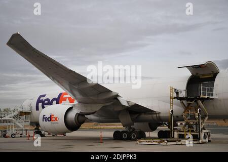 General view of the FedEx European Hub at Paris-CDG airport in Roissy ...