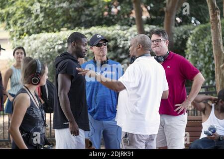 SAFETY, from left: Ray Ray McElrathbey, Fahmarr McElrathbey, on set ...