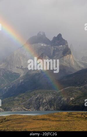 A rainbow a Chile's Torres del Paine National Park Stock Photo - Alamy