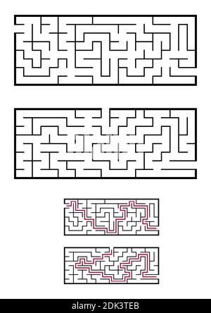 A set of two rectangular mazes with an entrance and an exit. Simple ...