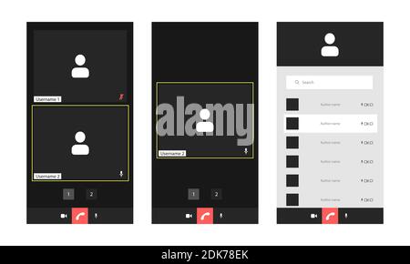 Video chat user interface. Video calls window overla. Vector ...