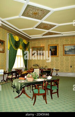 The ornate ceiling inside Wollaton Hall Nottingham England UK. Used as ...