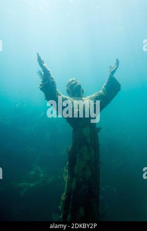 Underwater Statue of Christ of the Abyss, Key Largo, Florida Stock ...