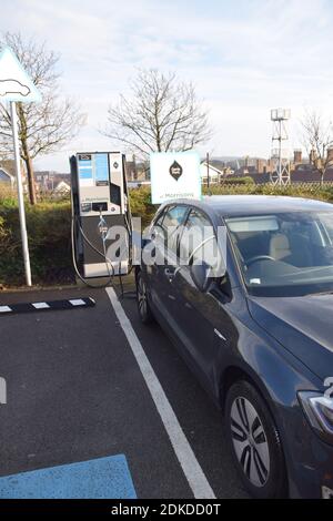 Electric car charging point, Morrisons carpark, Cromer, Norfolk, UK Dec ...