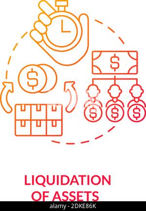 Company liquidation concept icon. Business loss and bankruptcy ...