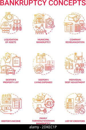 Company liquidation concept icon. Business loss and bankruptcy ...