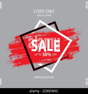 Sale banner or background with text,foursquare and brush style design ...