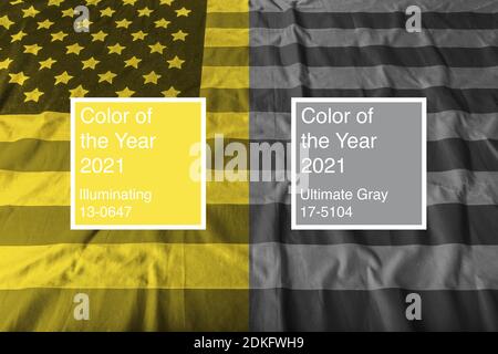 USA flag toned into colors of the year 2021 Ultimate Gray and ...