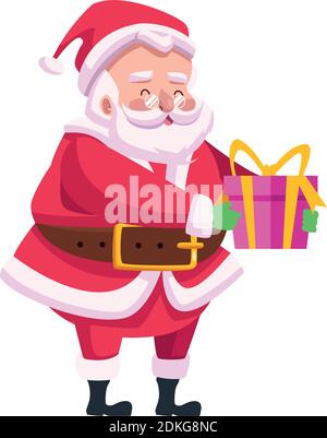 christmas santa claus lifting gift present vector illustration design ...