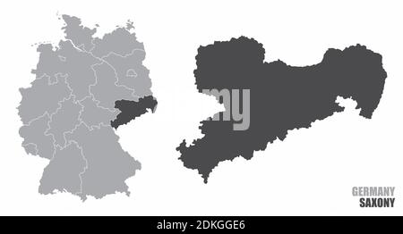 Saxony State silhouette map Stock Vector Image & Art - Alamy