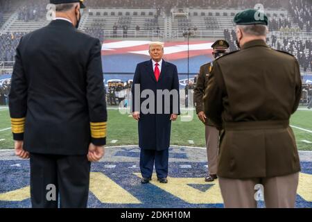 President Donald Trump takes part in a ceremony honoring Purple Heart recipients in the East ...