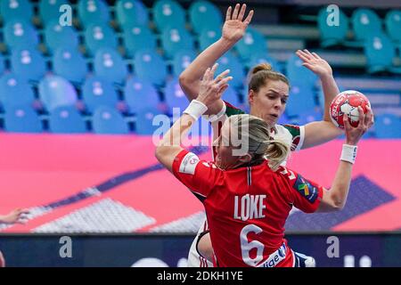 KOLDING, DENMARK - DECEMBER 15: Heidi Loke of Norway, Aniko Kovacsics ...